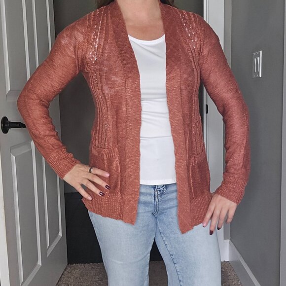 love ellie | Sweaters | Dark Coral Cardigan | Poshmark